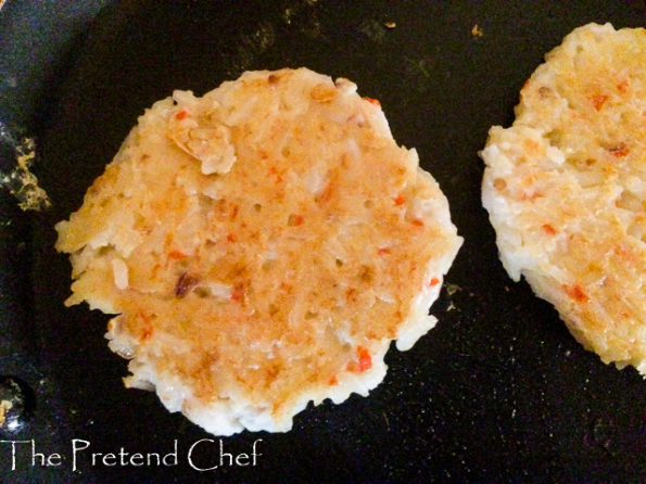 Cooked Rice Pancake with Leftover Rice - The Pretend Chef